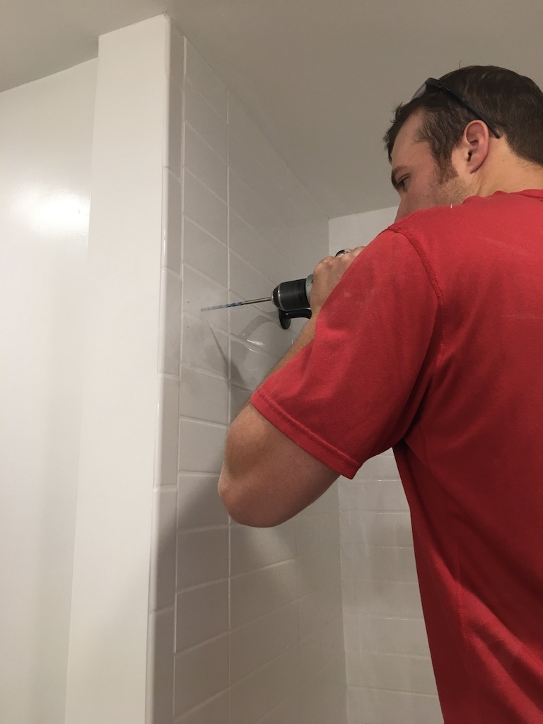 How to Install a Shower Curtain Rod on a Tile Wall - Sima Spaces