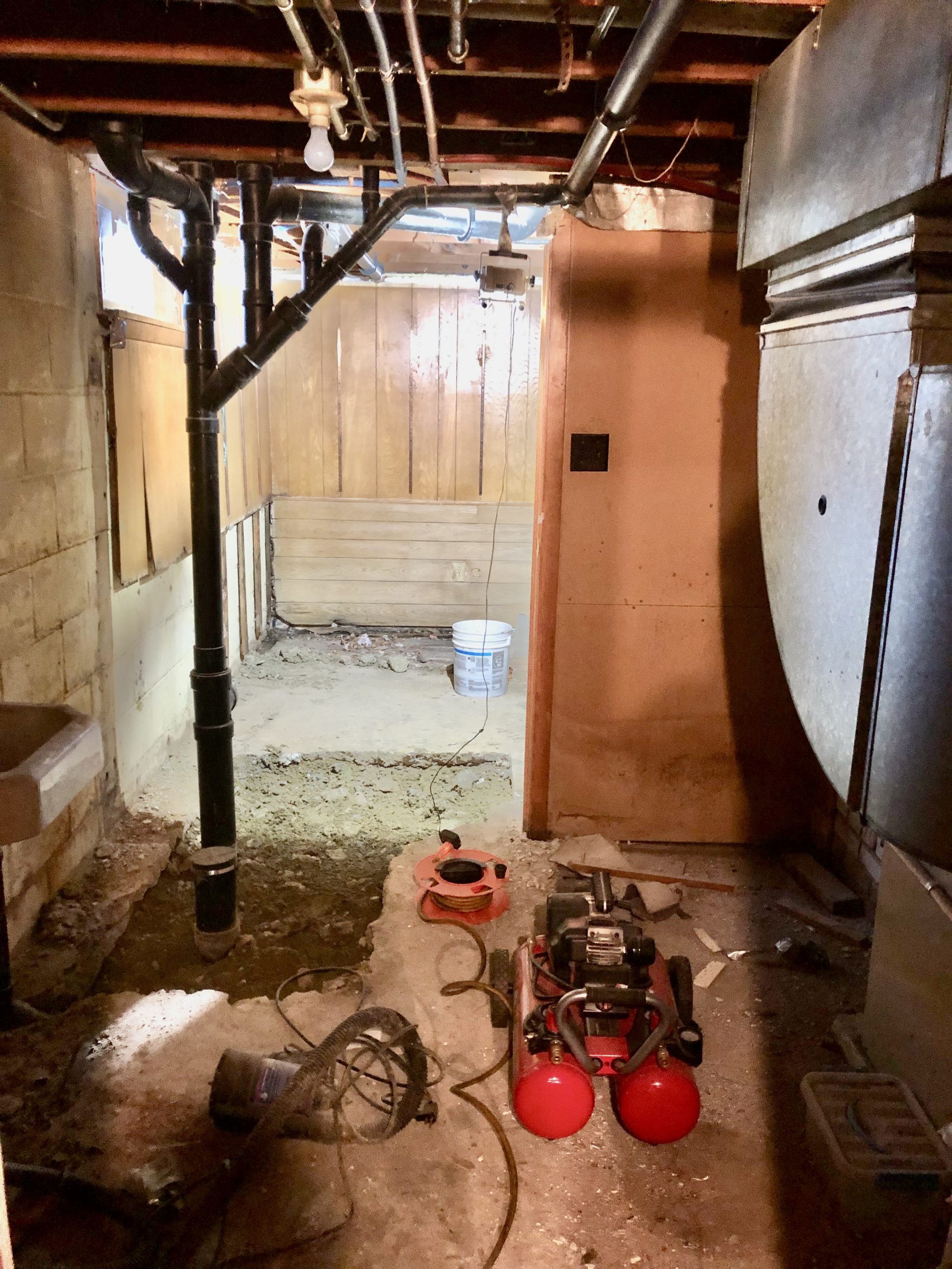 Our 1950's Basement Remodel Reveal: From Wood-Paneled to White and ...