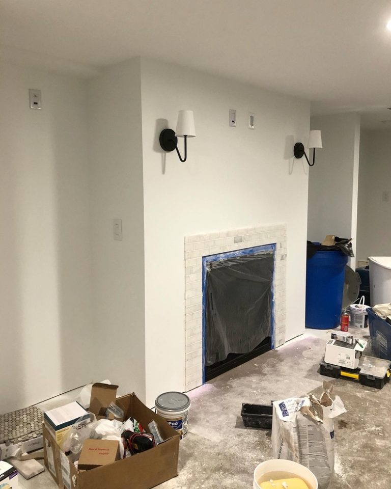 How to Install a Gas Fireplace with Tile Surround and Wood Mantel ...